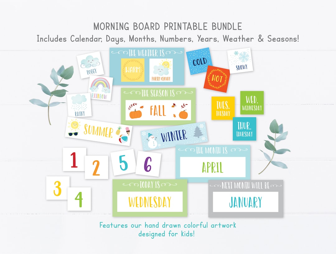 Morning Board Printable Bundle, Circle Time Activity, Weather, Calendar ...