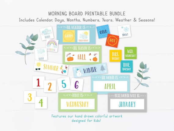 Morning Board Printable Bundle, Circle Time Activity, Weather, Calendar ...
