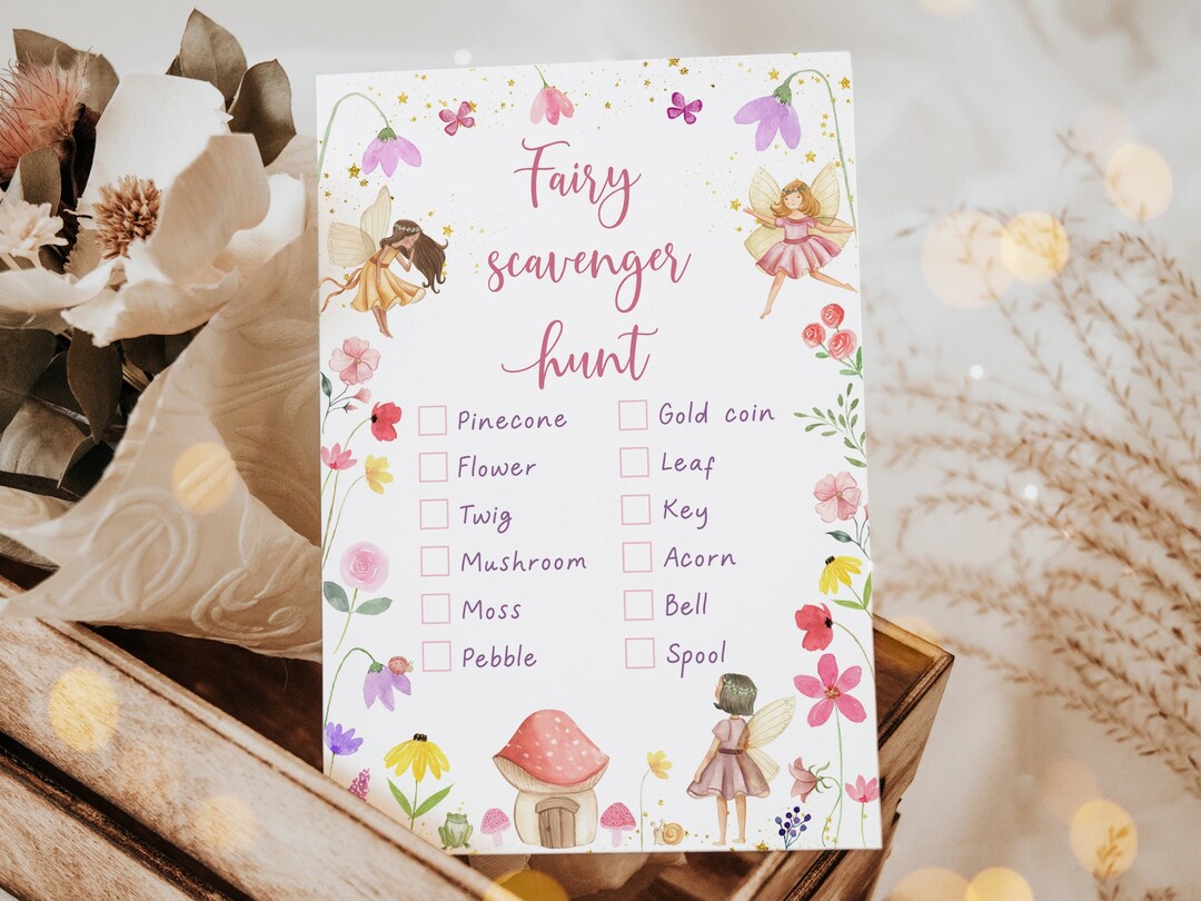 Editable Fairy Scavenger Hunt Game Fairy First Birthday Fairy Garden ...