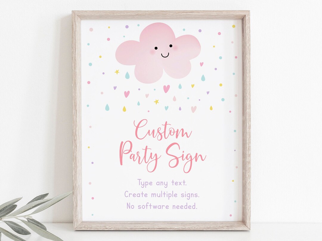 Editable Cloud Baby Shower Sign Baby Sprinkle Sign Pink Rainbow ...