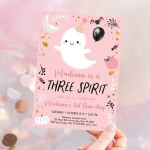 Editable Three Spirit Ghost Birthday Invitation Halloween - Etsy