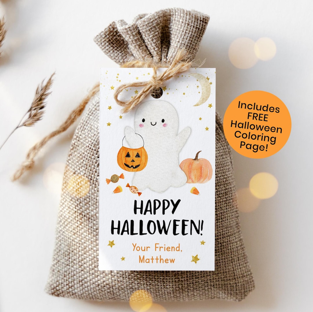 Editable Happy Halloween Favor Tags Boo Ghost Halloween Treat Tags ...