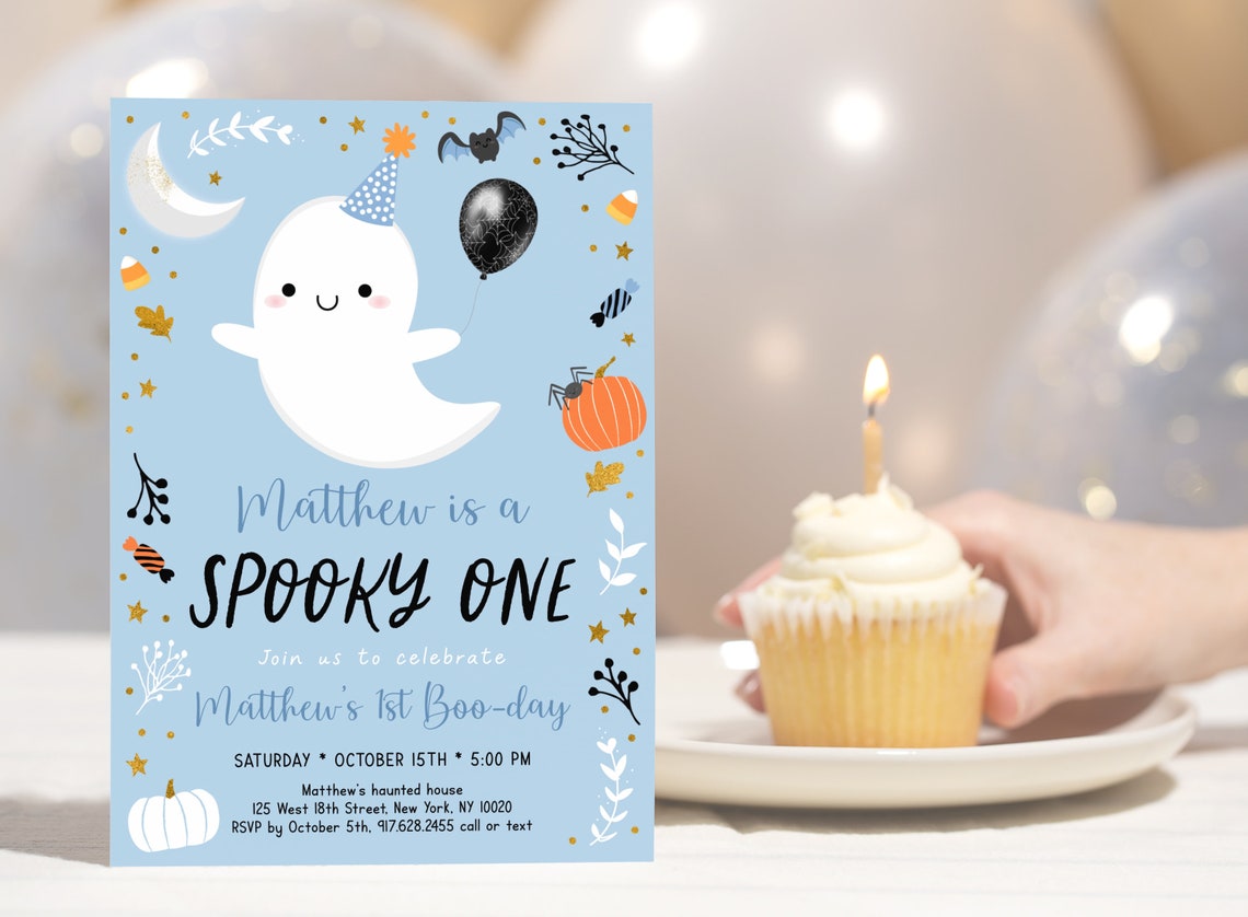 Editable Spooky One Ghost Birthday Invitation Halloween Ghost - Etsy