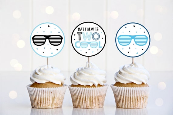 Editable Two Cool Cupcake Toppers Two Cool Birthday Two Cool - Etsy