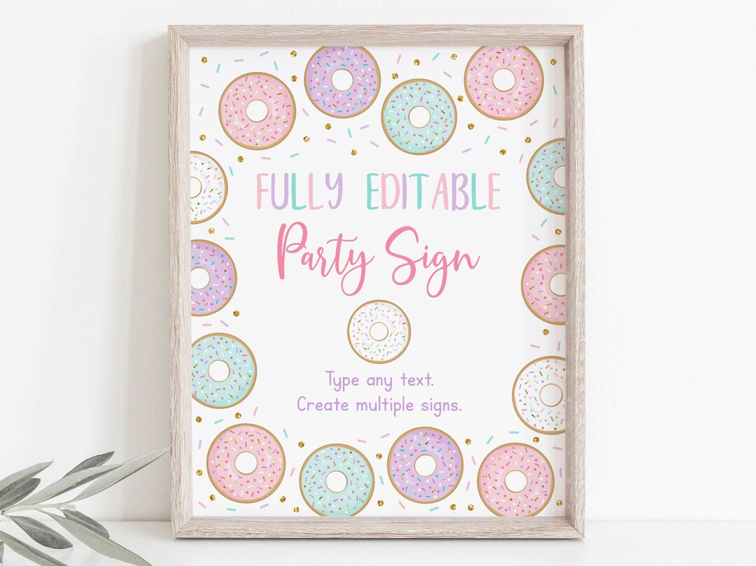 Editable Donut Birthday Sign, Donut Grow Up, Pink & Gold Donut, Donut ...