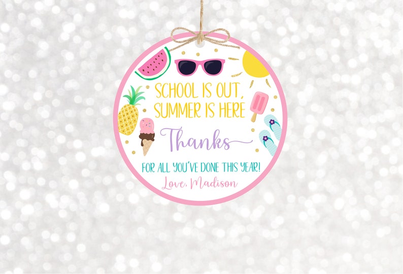Editable Teacher Appreciation Gift Tag Thank You Tag Summer - Etsy