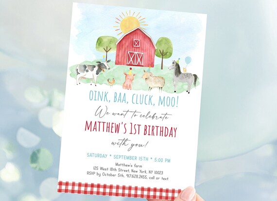Farm Birthday Invitation Farm Animals Birthday Invite Barnyard Boy Farm ...
