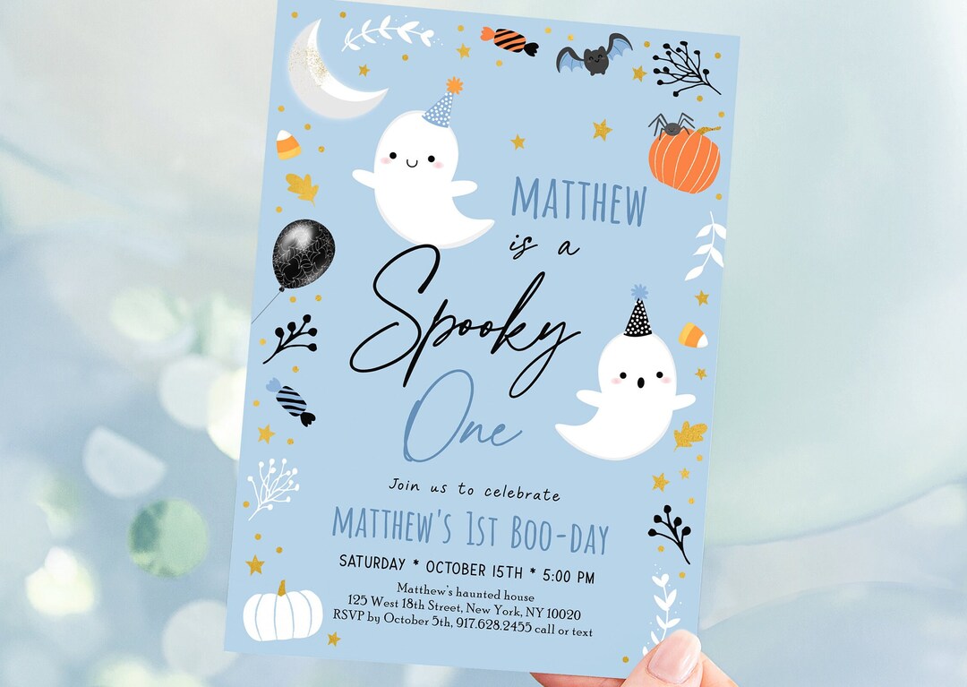 Editable Spooky One Ghost Birthday Invitation Halloween Ghost - Etsy