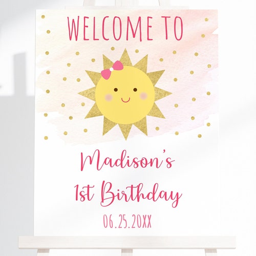 Editable Sunshine First Birthday Party Welcome Sign You Are My - Etsy