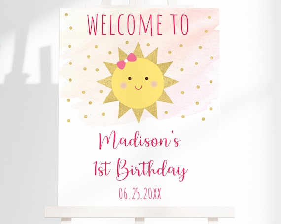 Editable Sunshine Birthday Welcome Sign Sunshine Party Sunshine First ...