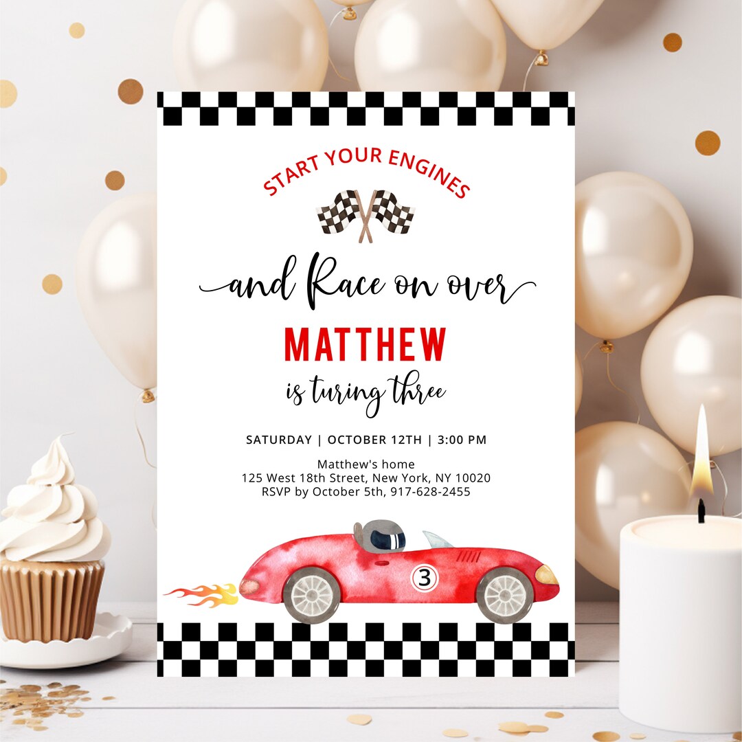 Editable Race Car Birthday Invitation Racing Birthday Invite Racing ...
