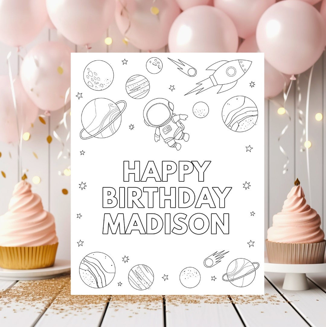 Space Astronaut Birthday Coloring Page Birthday Activity Space Birthday ...