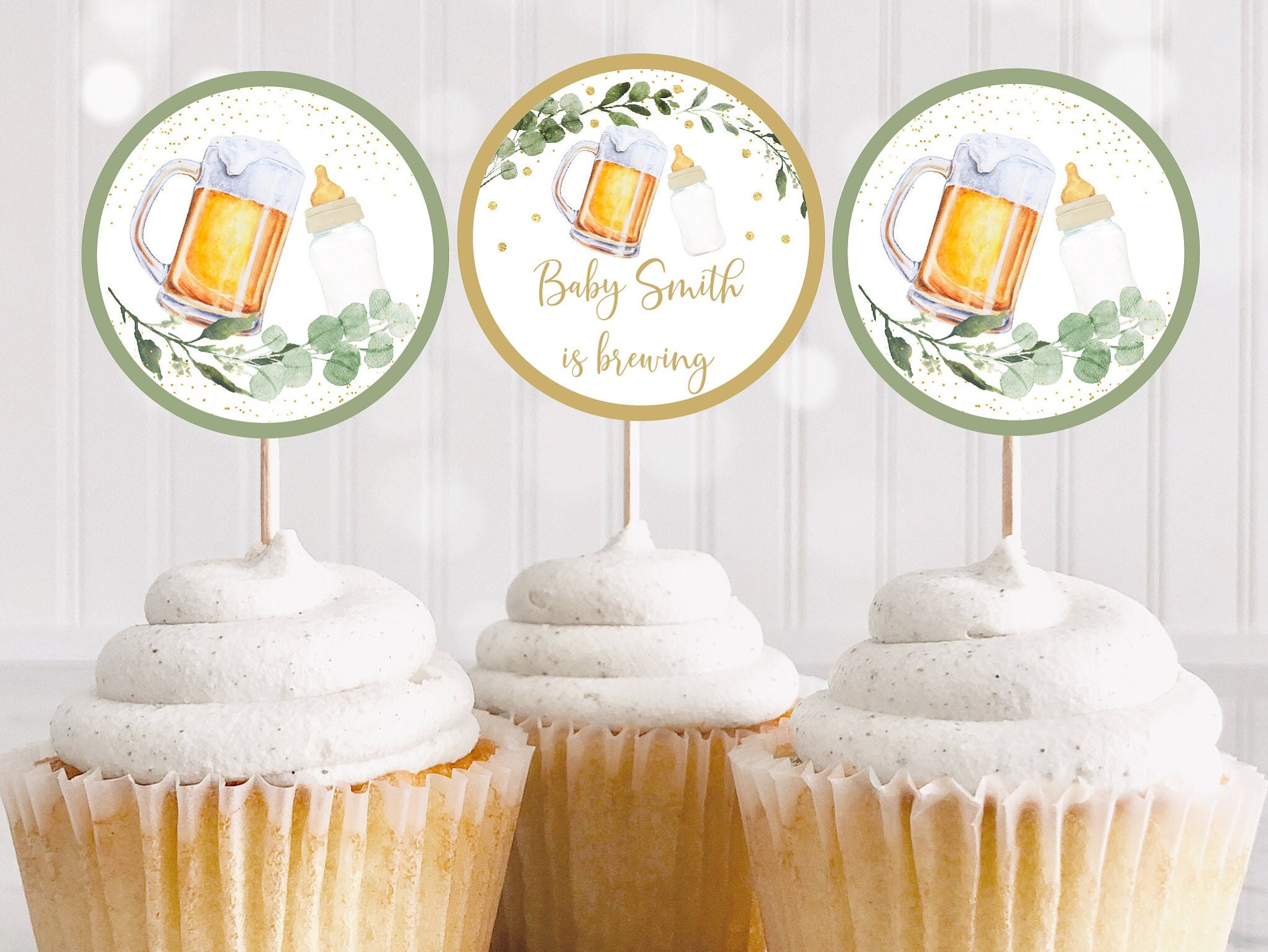 Editable Baby is Brewing Cupcake Toppers Baby is Brewing Baby Shower ...