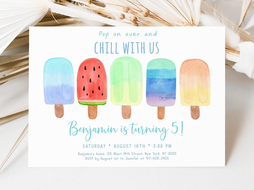 Editable Popsicle Birthday Invitation Popsicle Birthday Invite Pop on ...