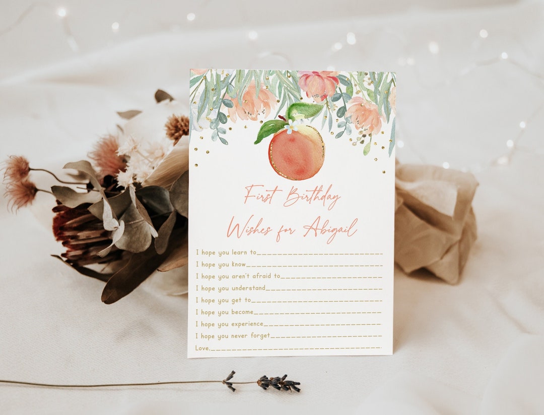 Editable Peach First Birthday Wishes Sweet as A Peach Party - Etsy