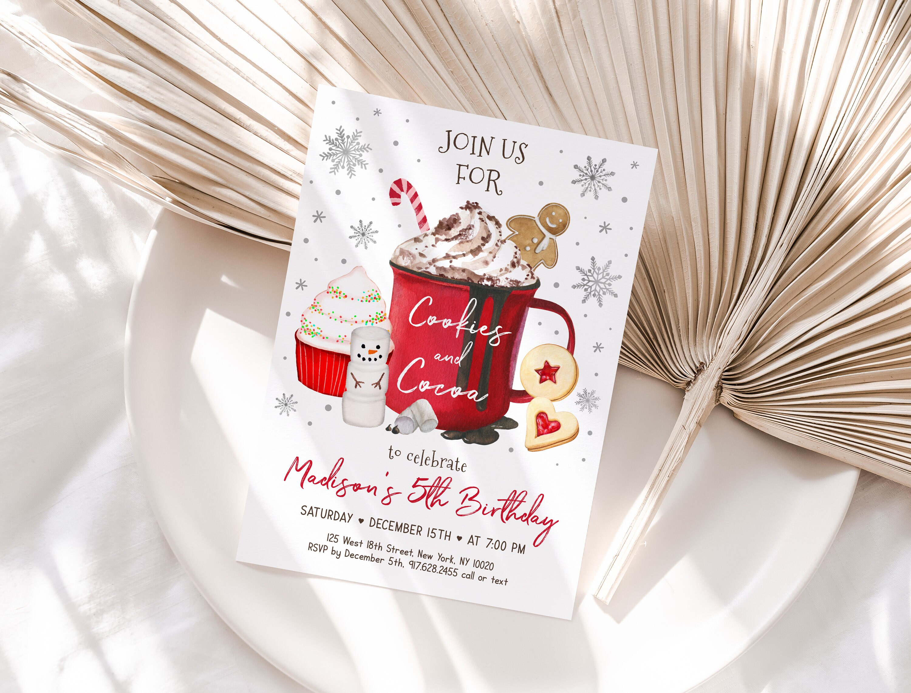 Editable Hot Cocoa Birthday Invitation Cookies & Cocoa Party | Etsy
