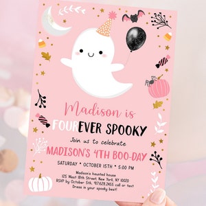 Editable Fourever Spooky Ghost Birthday Invitation Halloween - Etsy