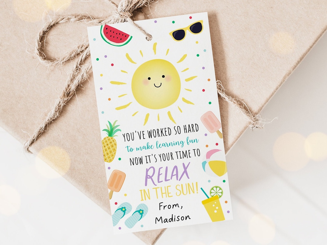 Editable Summer Teacher Appreciation Gift Tag Relax in the Sun - Etsy