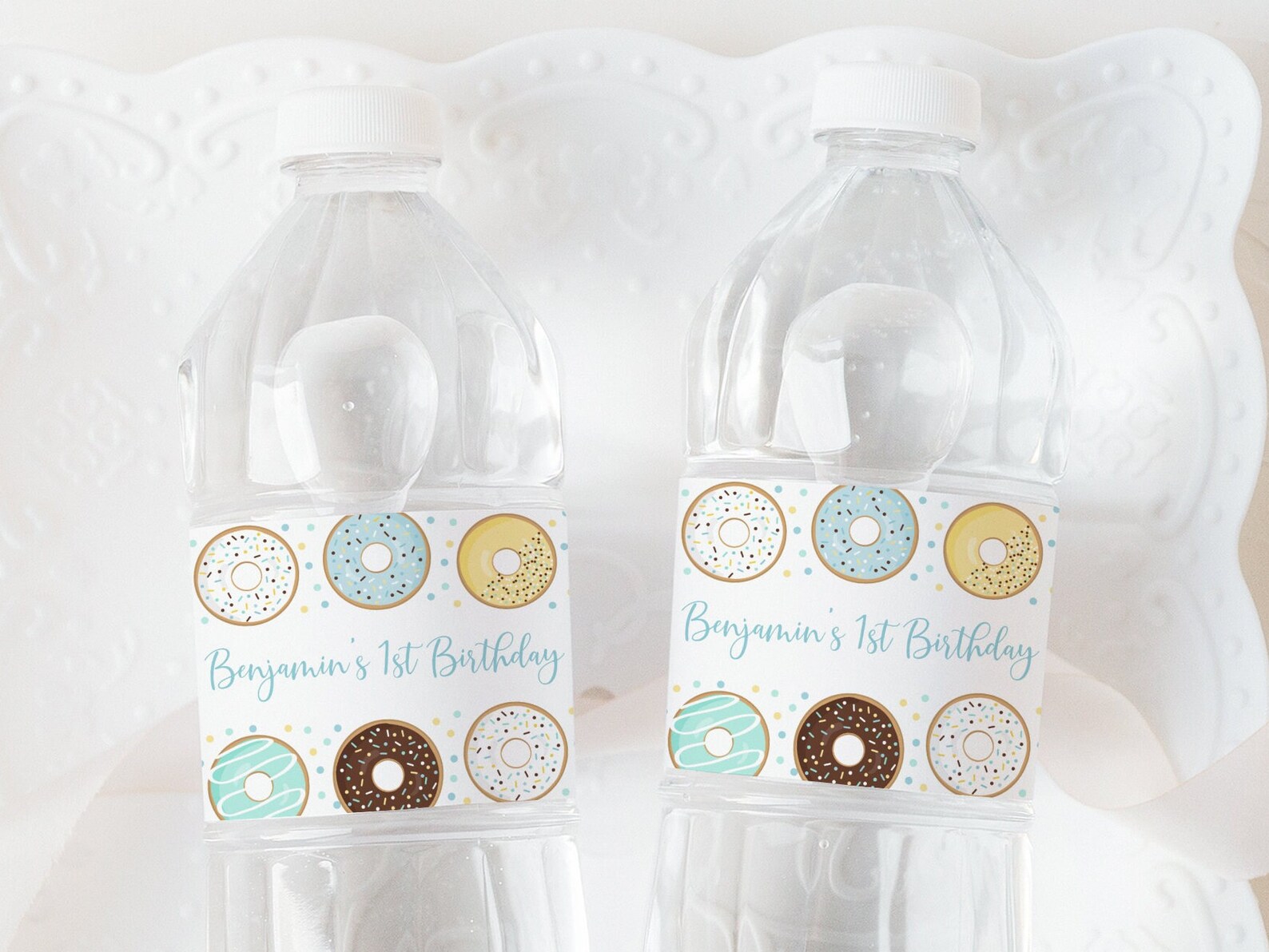 Editable Donut Water Bottle Labels Donut Birthday Donut Baby Shower ...