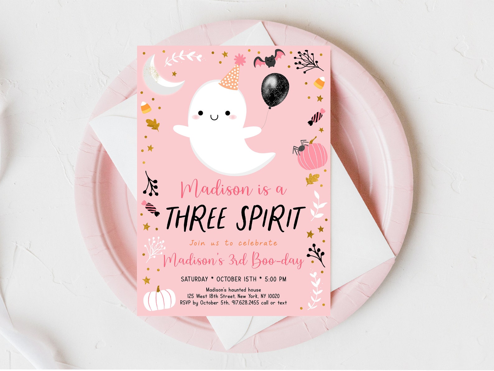 Editable Three Spirit Ghost Birthday Invitation Halloween - Etsy