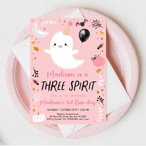 Editable Three Spirit Ghost Birthday Invitation Halloween - Etsy