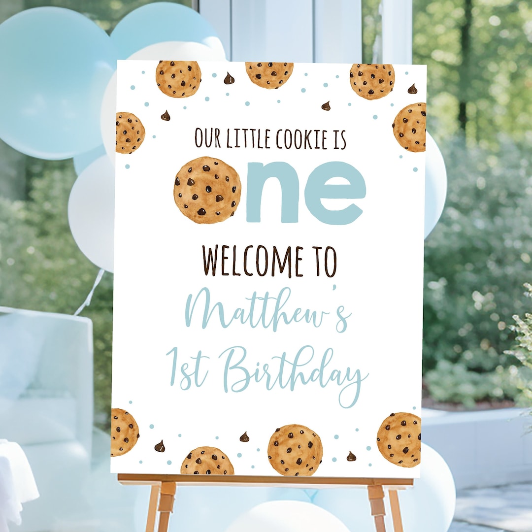 Editable Cookie Birthday Welcome Sign, Little Cookie Birthday, Sweet ...