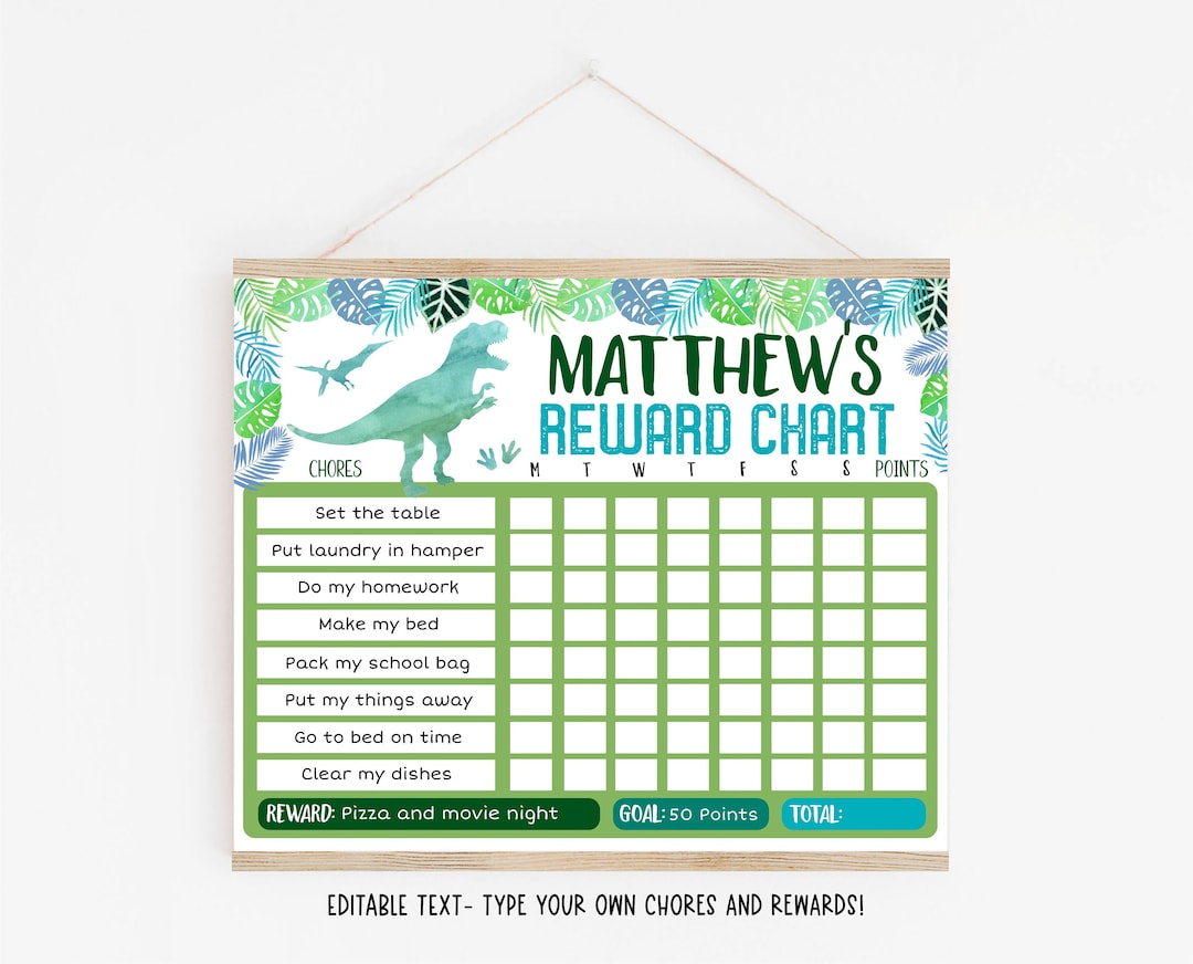 Editable Dinosaur Reward Chart, Dinosaur Chore Chart, Dinosaur Behavior ...