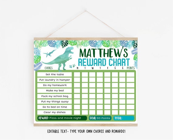 Editable Dinosaur Reward Chart, Dinosaur Chore Chart, Dinosaur Behavior ...