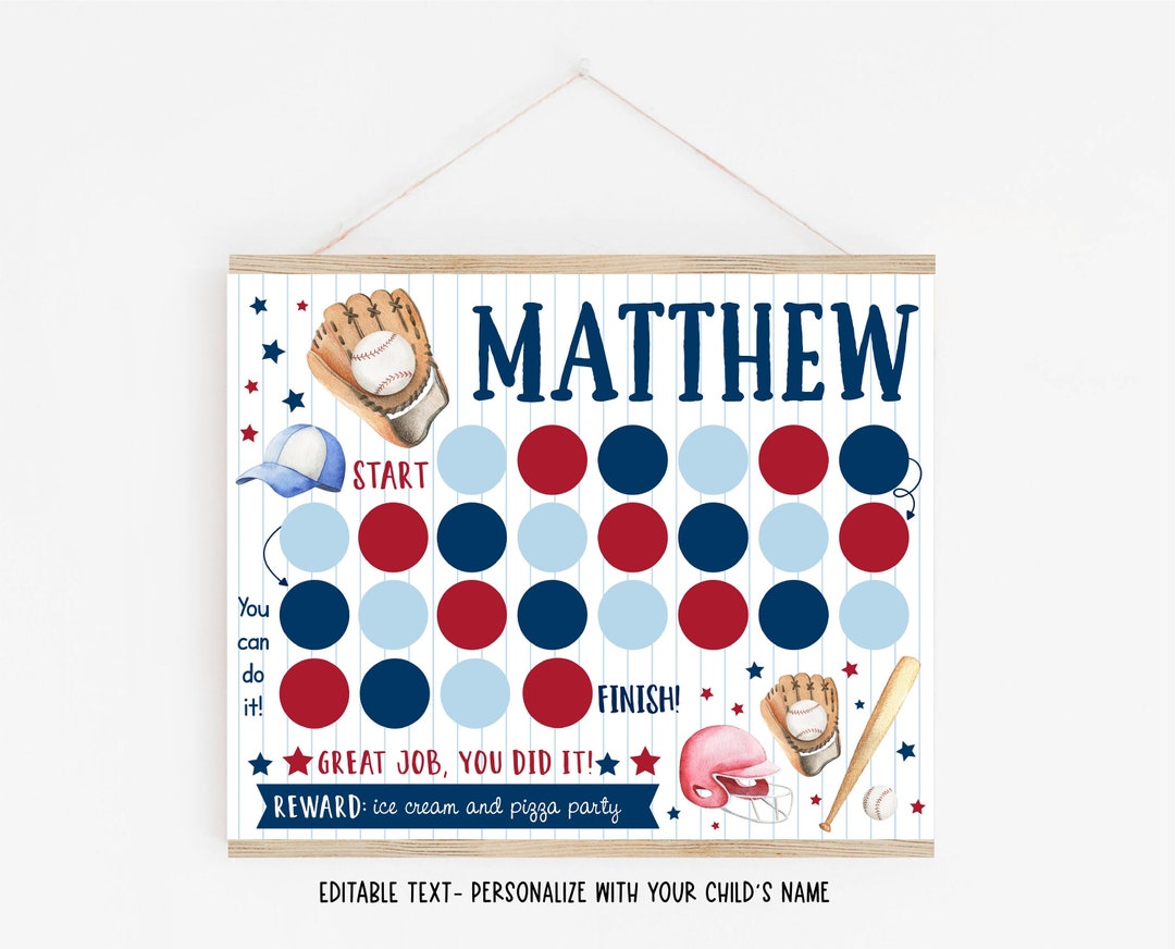 Editable Baseball Reward Chart, Baseball Sticker Chart, Boy Sports ...