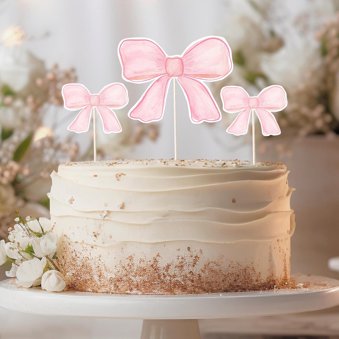 Pink Bow Birthday Centerpiece, Cake Topper, Cut Outs, Pink Bow Party ...