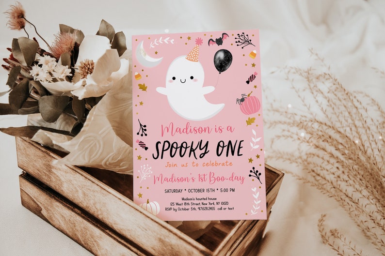 Editable Spooky One Ghost Birthday Invitation Halloween Ghost - Etsy