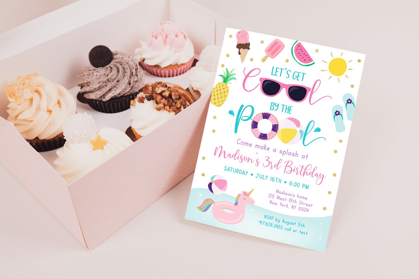 Editable Pool Party Birthday Invitation Girls Pool Party Let's Get Cool ...