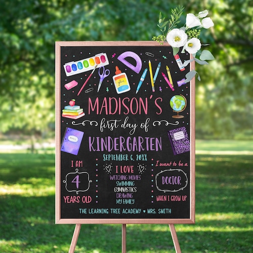 Editable First Day of Kindergarten Sign First Day of School - Etsy