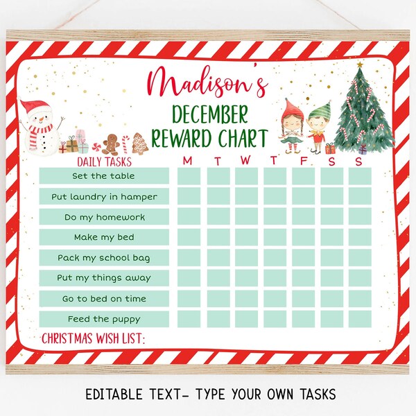 Elf Chore Chart - Etsy