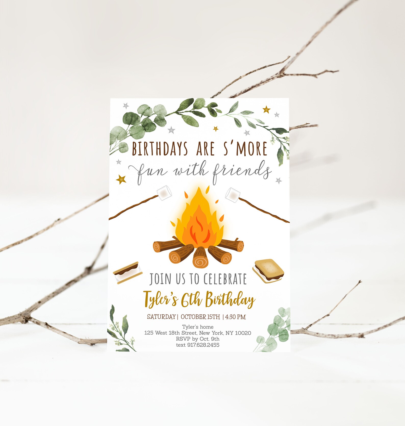 EDITABLE S'mores Birthday Invitation Camping Campfire - Etsy