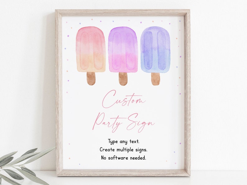 Editable Popsicle Baby Shower Sign Ready to Pop Pink Purple Girl ...