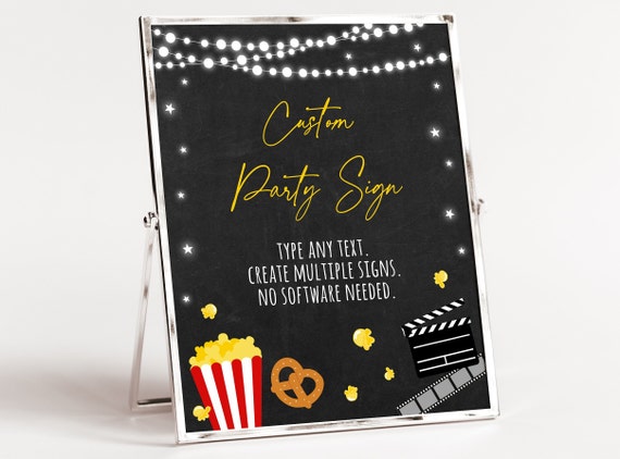 Editable Movie Night Birthday Sign Backyard Movie Night Movie Under the ...