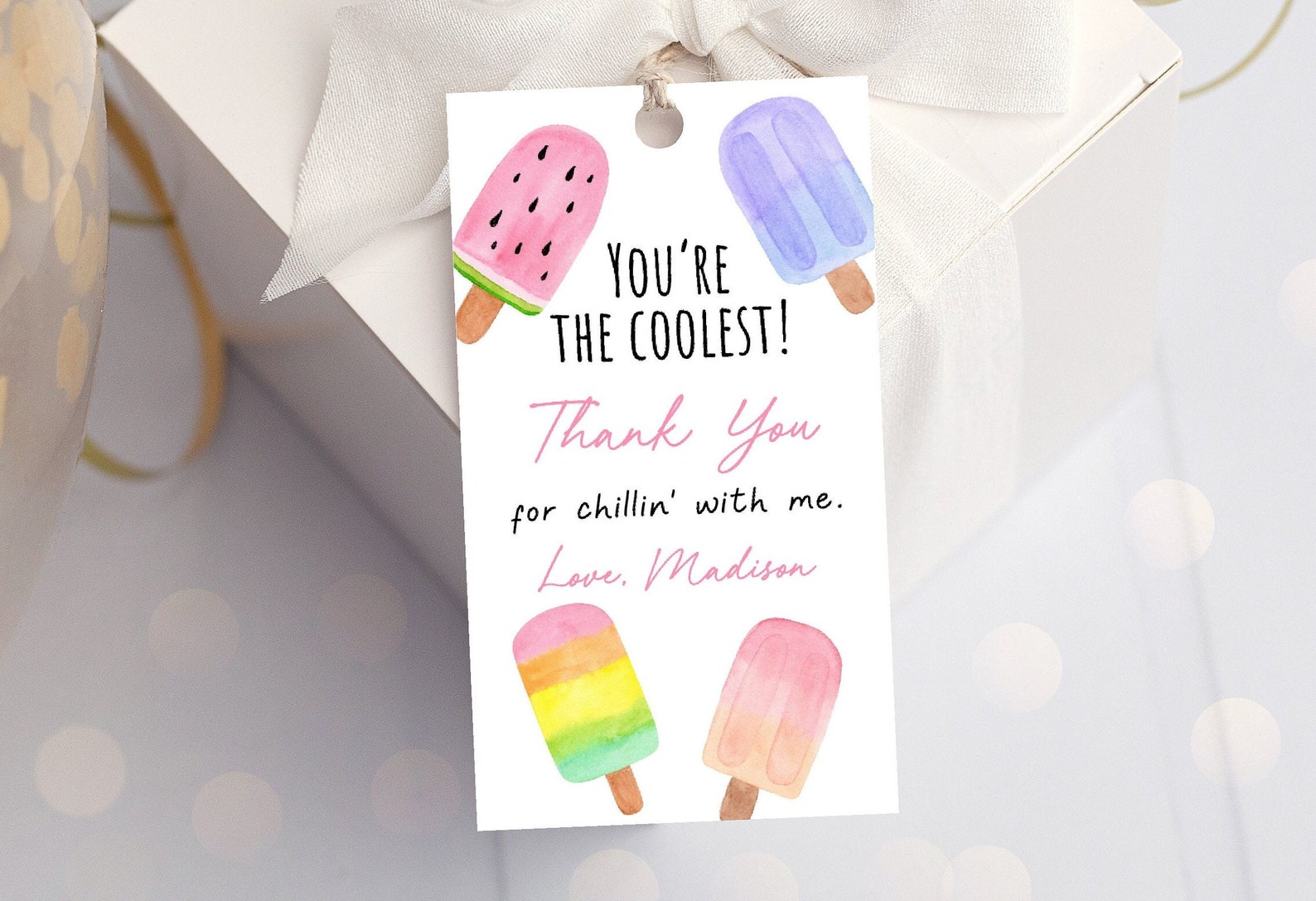 Editable Popsicle Birthday Thank You Tags Favor Tags - Etsy