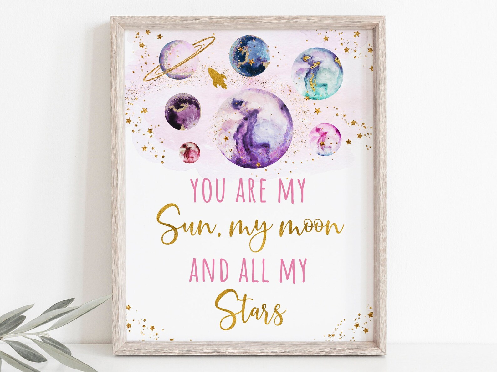 Galaxy Birthday Sign Sun Moon All My Stars Birthday Sign Pink Gold ...