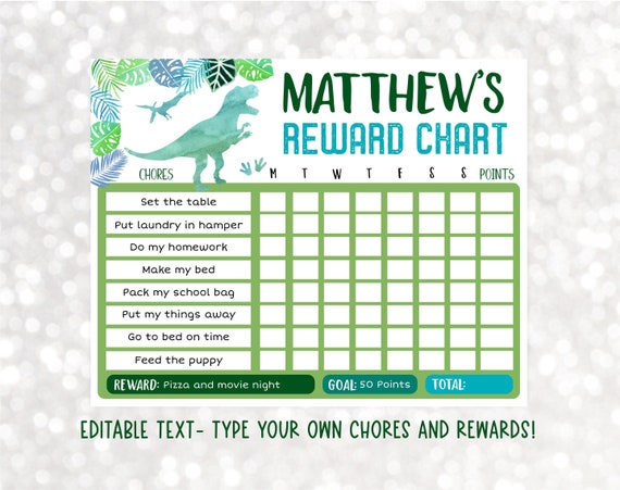 Editable Dinosaur Reward Chart, Dinosaur Chore Chart, Dinosaur Behavior ...