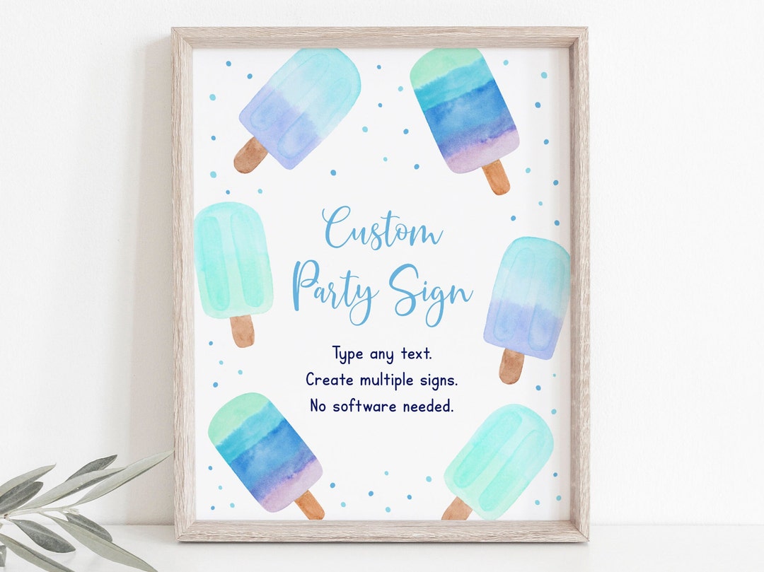 Editable Blue Popsicle Baby Shower Sign, She's Ready to Pop, Boy ...