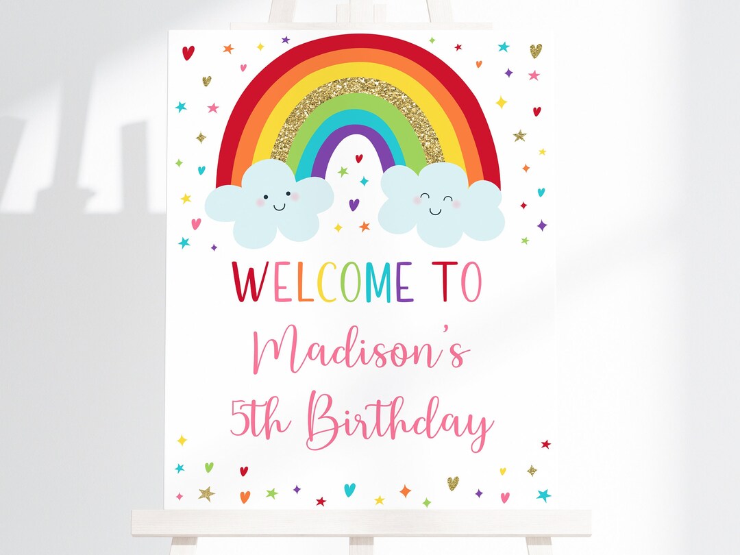 Editable Rainbow Welcome Sign Rainbow Birthday Girls Rainbow - Etsy