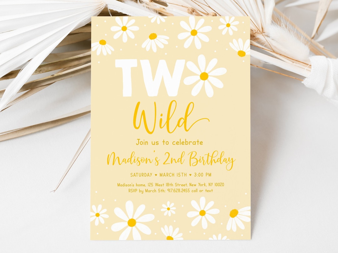 Daisy Two Wild Birthday Invitation Daisy Second Birthday - Etsy