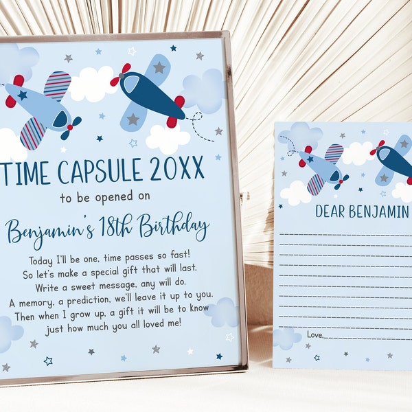 Airplane Time Capsule Template - Etsy