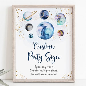 Editable Space Baby Shower Party Sign Galaxy Planets Outer Space Moon ...