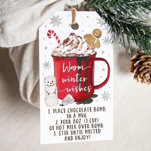 Editable Hot Chocolate Bomb Tags Hot Cocoa Bomb Instructions Warm ...