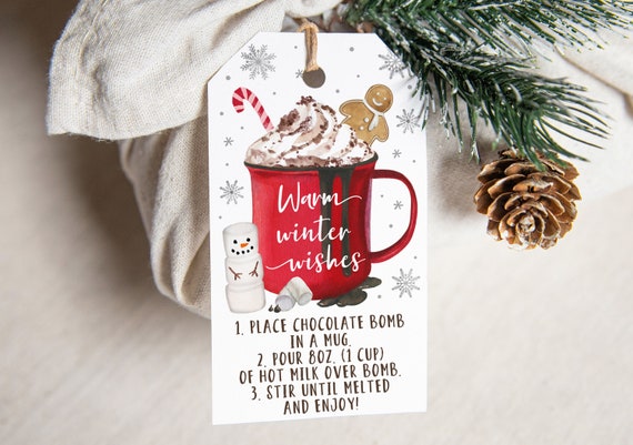 Editable Hot Chocolate Bomb Tags Hot Cocoa Bomb Instructions Warm ...