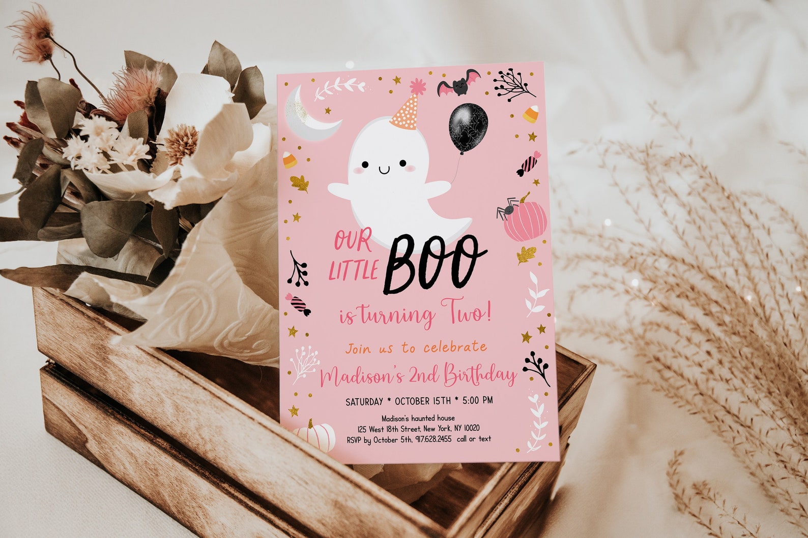 Editable Little Boo Birthday Invitation BOO Turning Two | Etsy