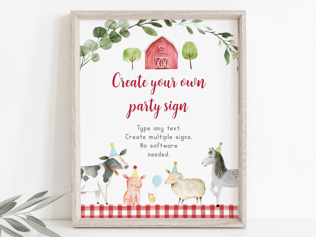 Editable Farm Birthday Sign Farm Birthday Party Barnyard - Etsy