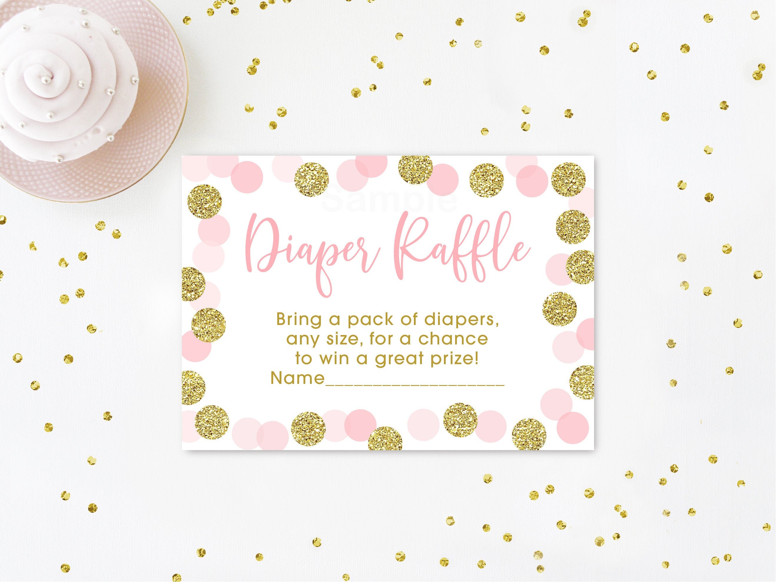 Pink & Gold Glitter Diaper Raffle Tickets Blush Gold Girl Baby | Etsy
